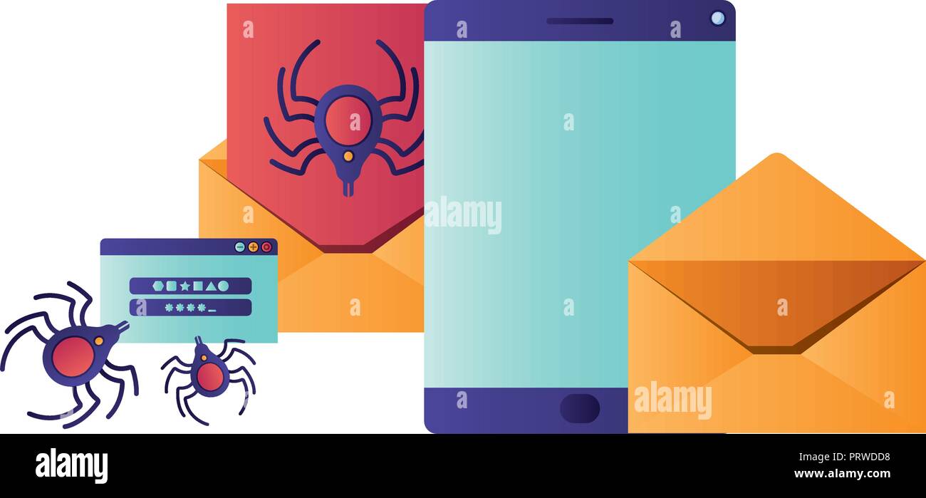 screen with letter and spider isolated icons Stock Vector Image & Art ...