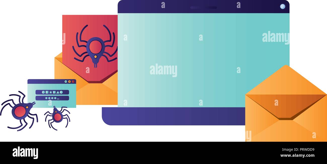 screen with letter and spider isolated icons Stock Vector Image & Art ...