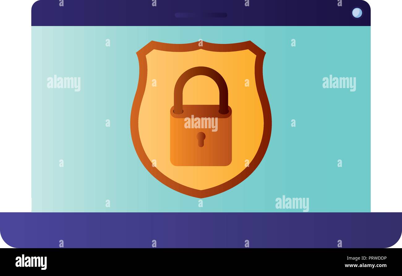 laptop screen with open window and password icon isolated Stock Vector ...