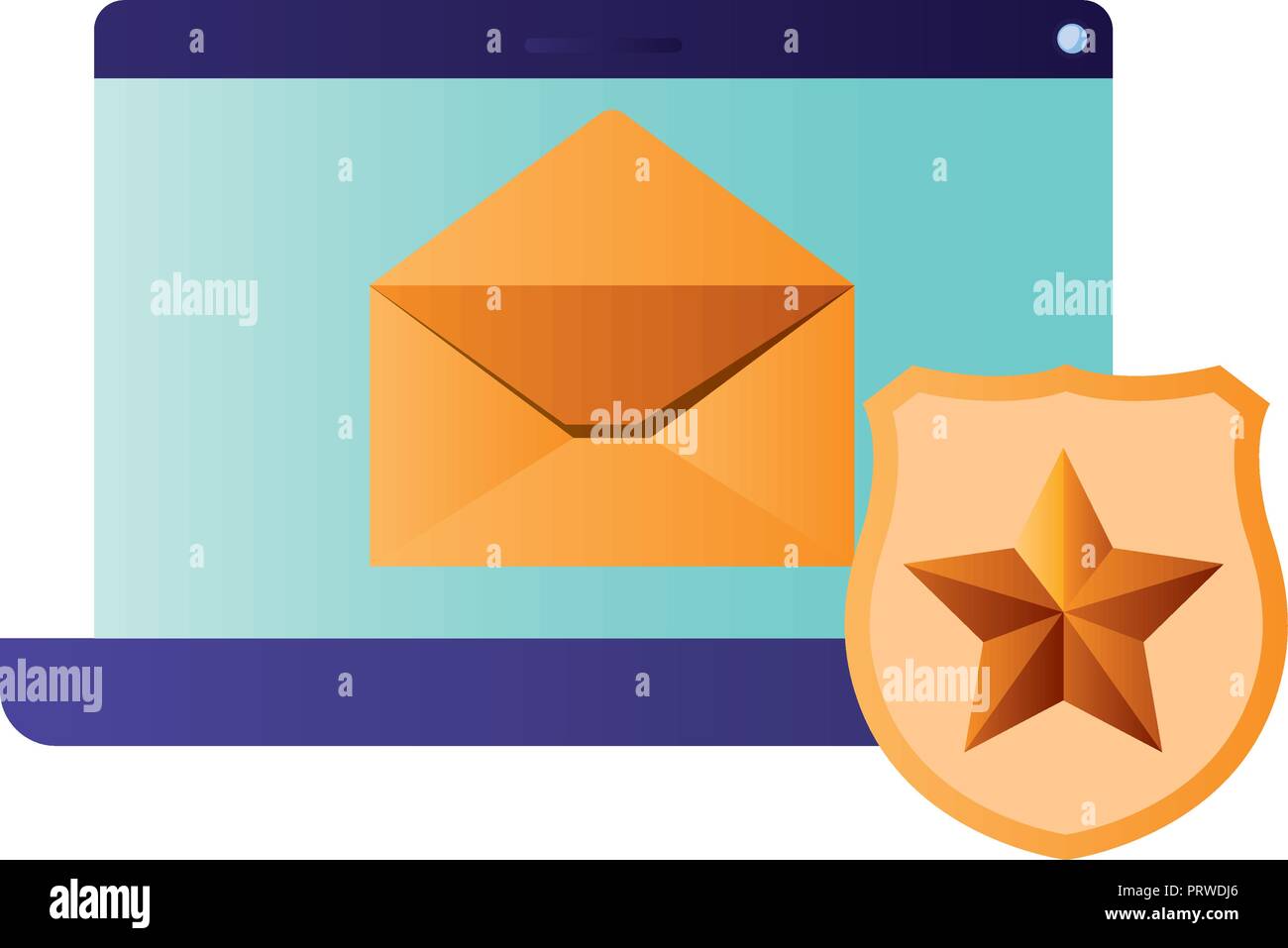 screen tablet and shield with star isolated icons Stock Vector Image ...