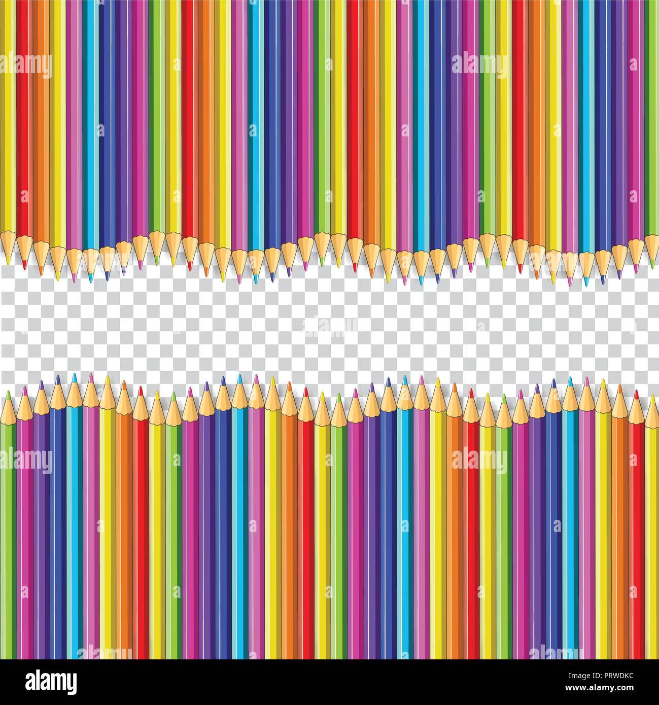 Vector square border frame made of multi colored wood pencils on ...