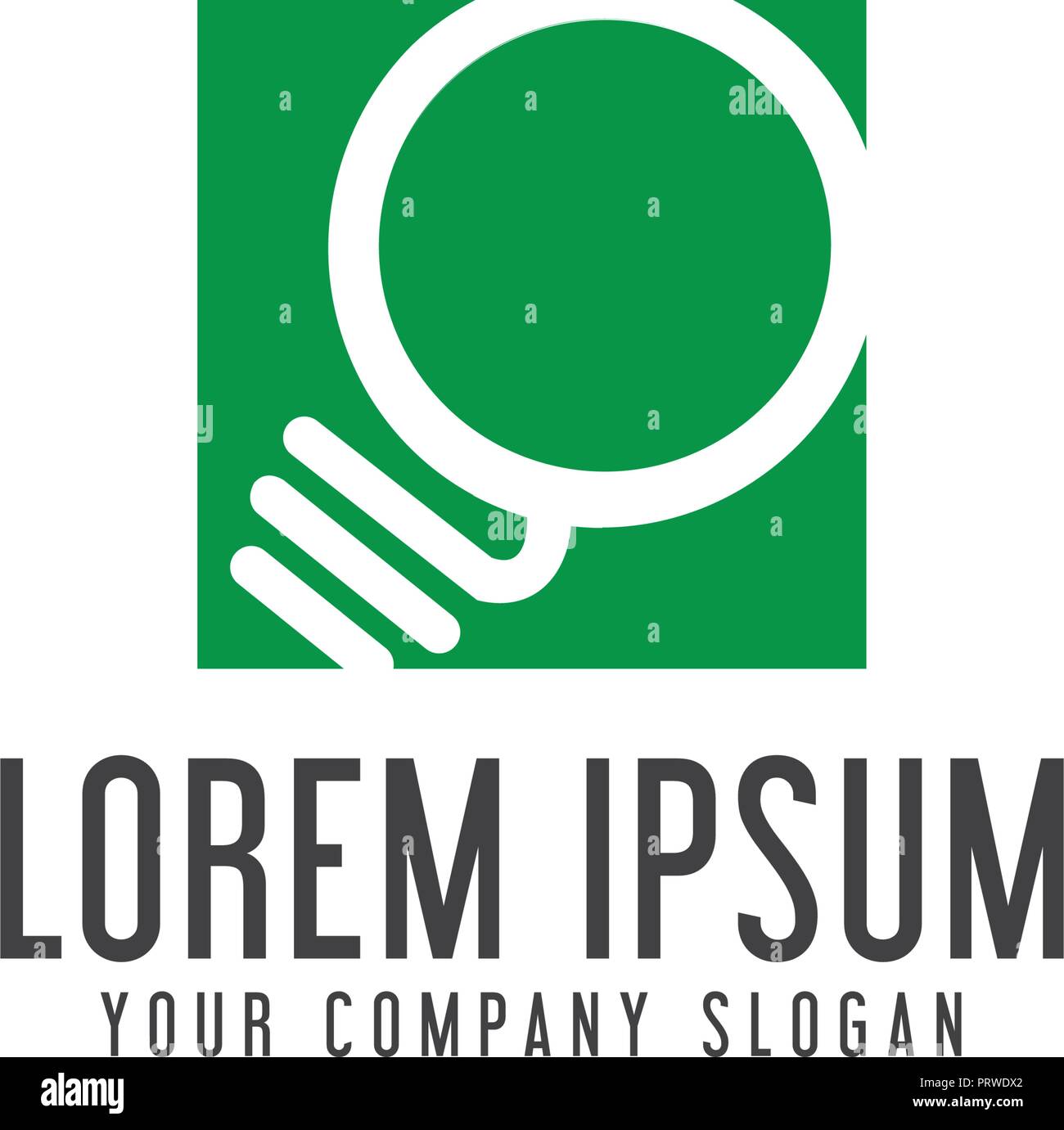 lamp bulb on square logo design concept template Stock Vector Image ...