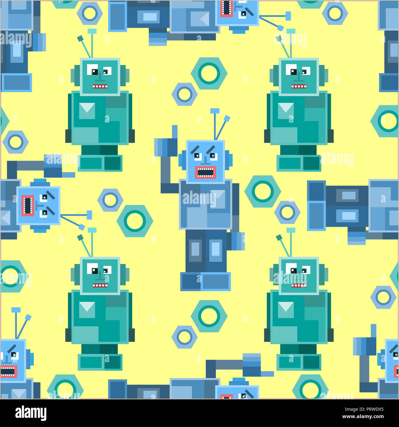 Colorful cartoon robots white background seamless pattern Stock Photo ... Colorful cartoon robots white background seamless pattern Stock Photo ...