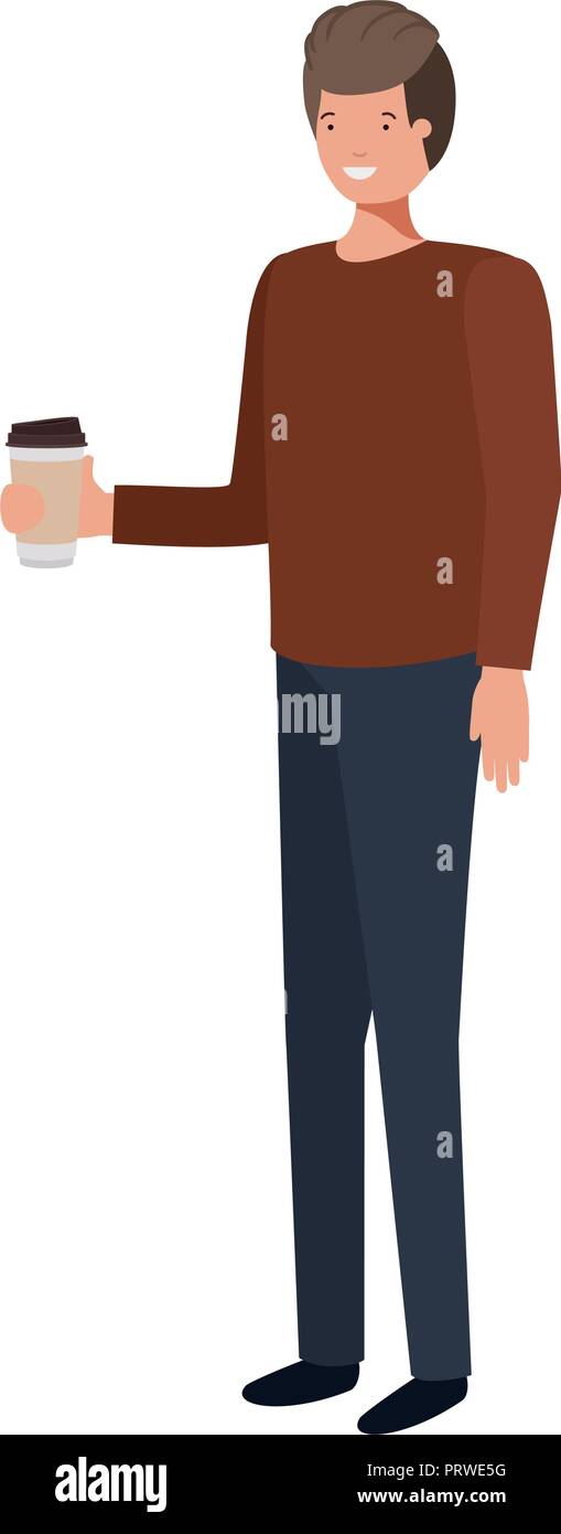 man with container plastic coffee avatar character Stock Vector Image ...