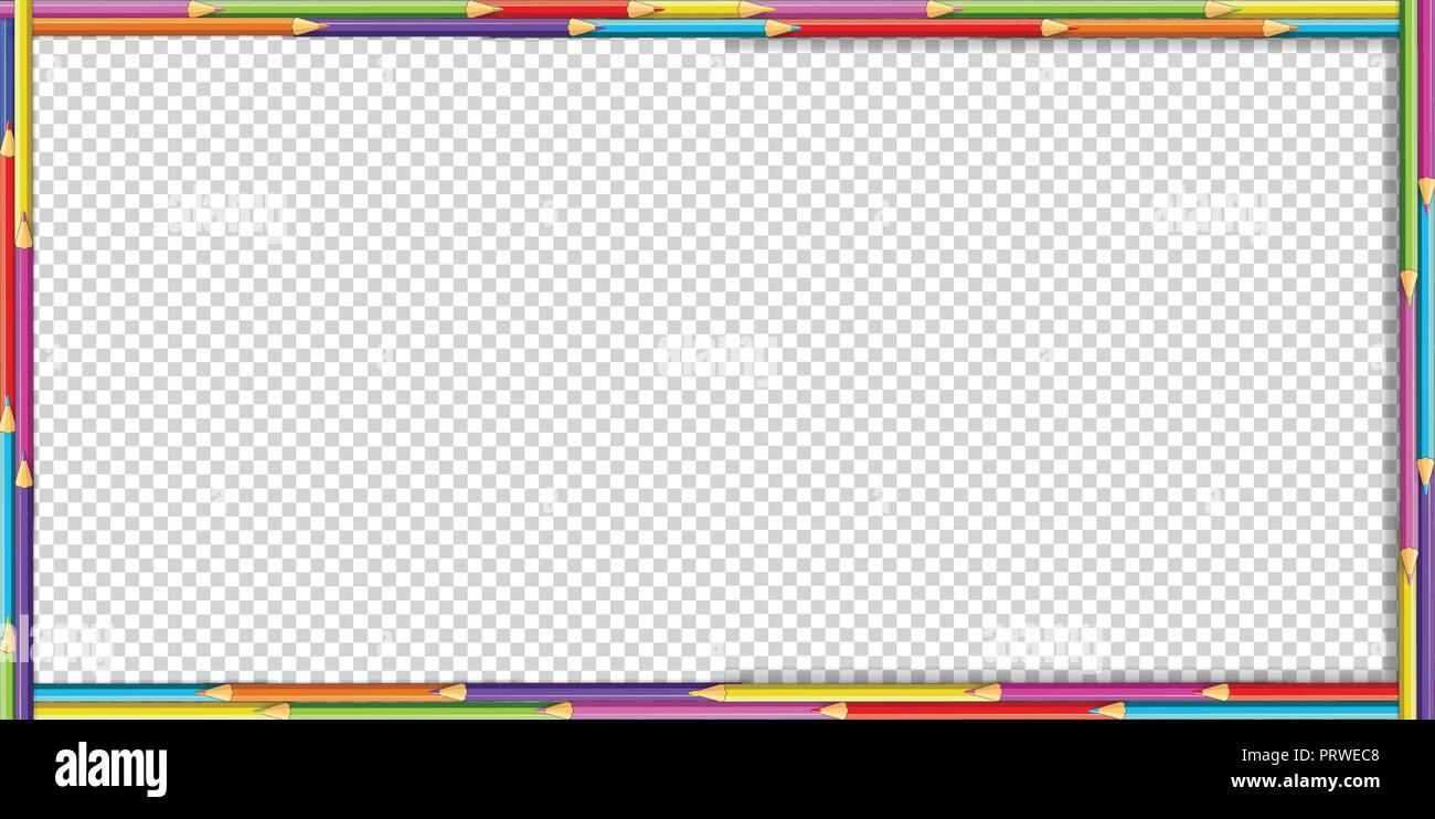 Vector creative rectangle border frame made of colored wooden pencils ...