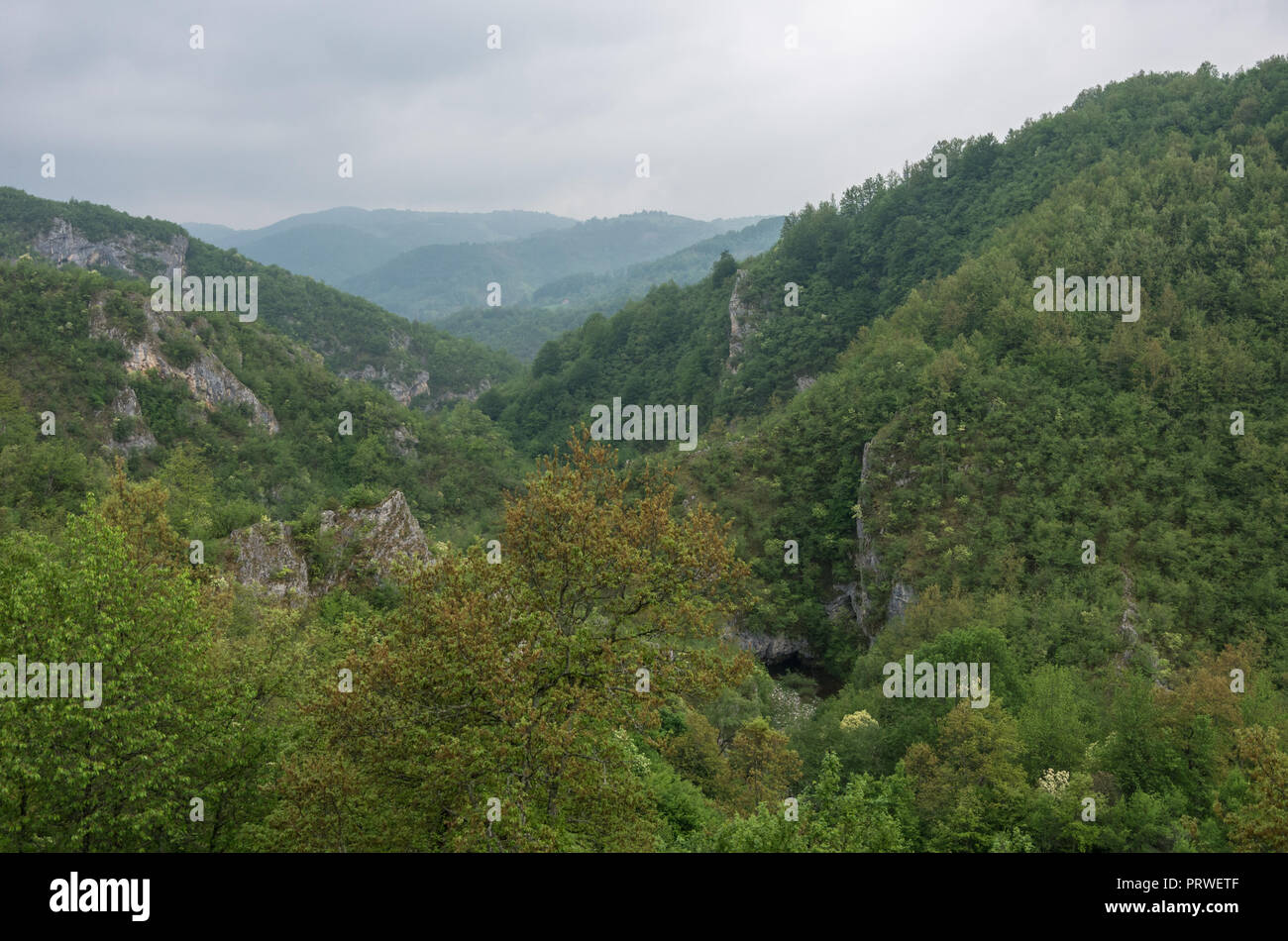 View of Katusnica river canyon near Gostilje waterfalls in Zlatibor ...