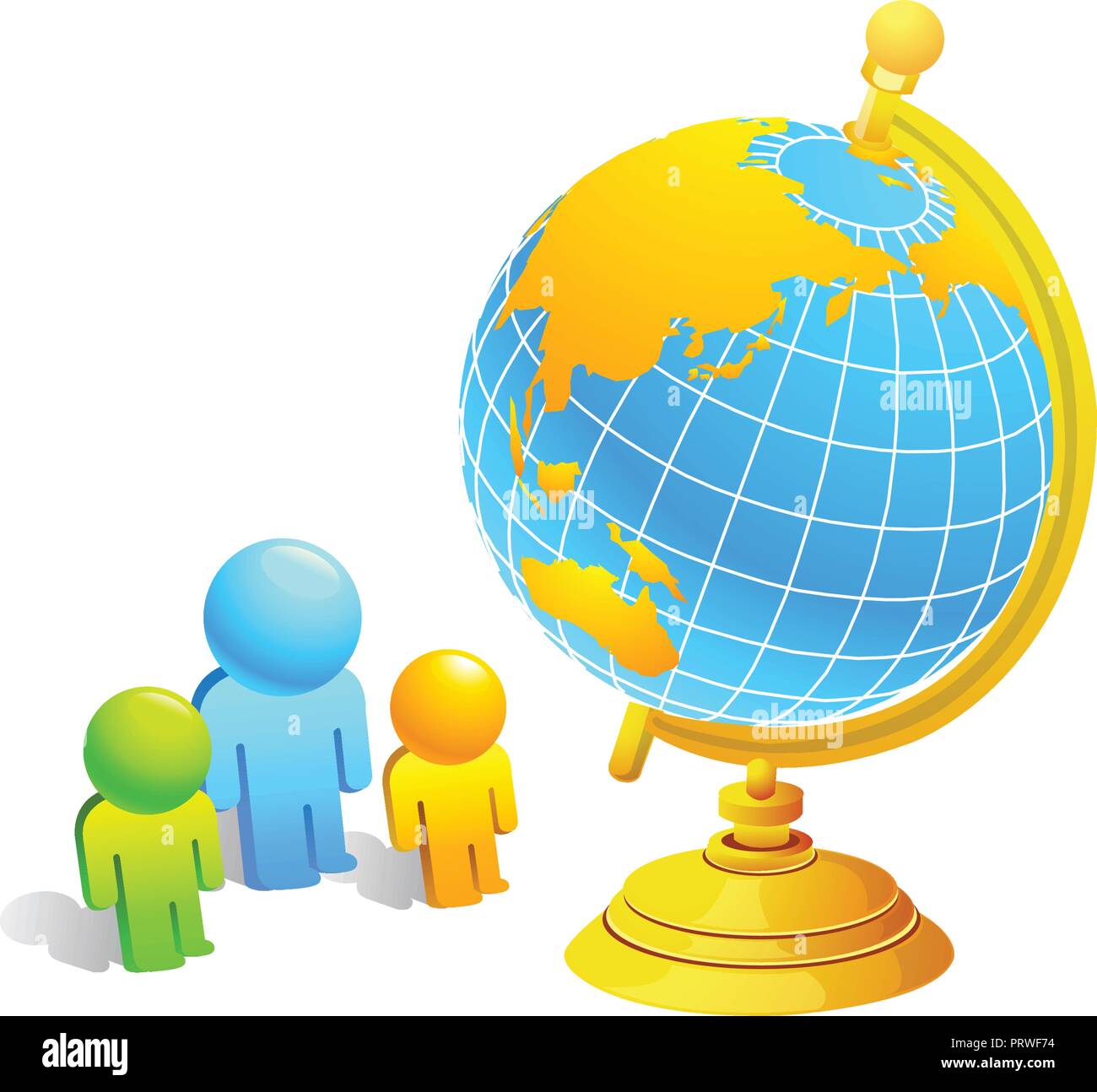 globe and people. Vector Illustration Isolated on White Background ...