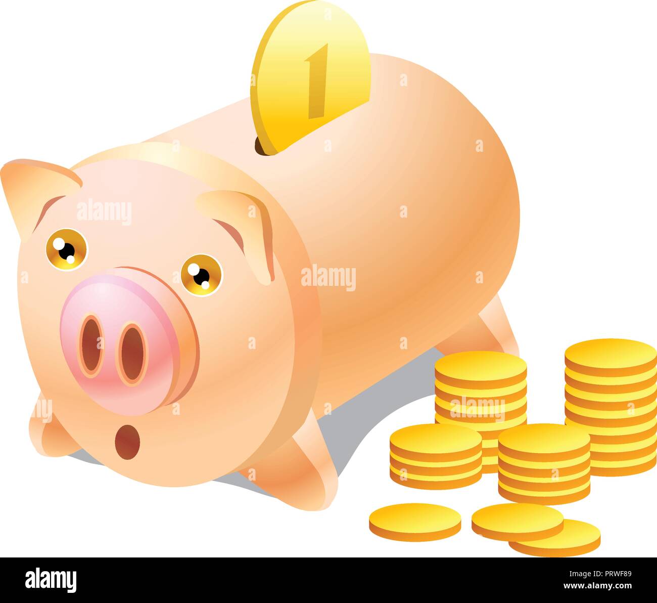 pig and coin. financial deposit concept. Vector Illustration Isolated ...