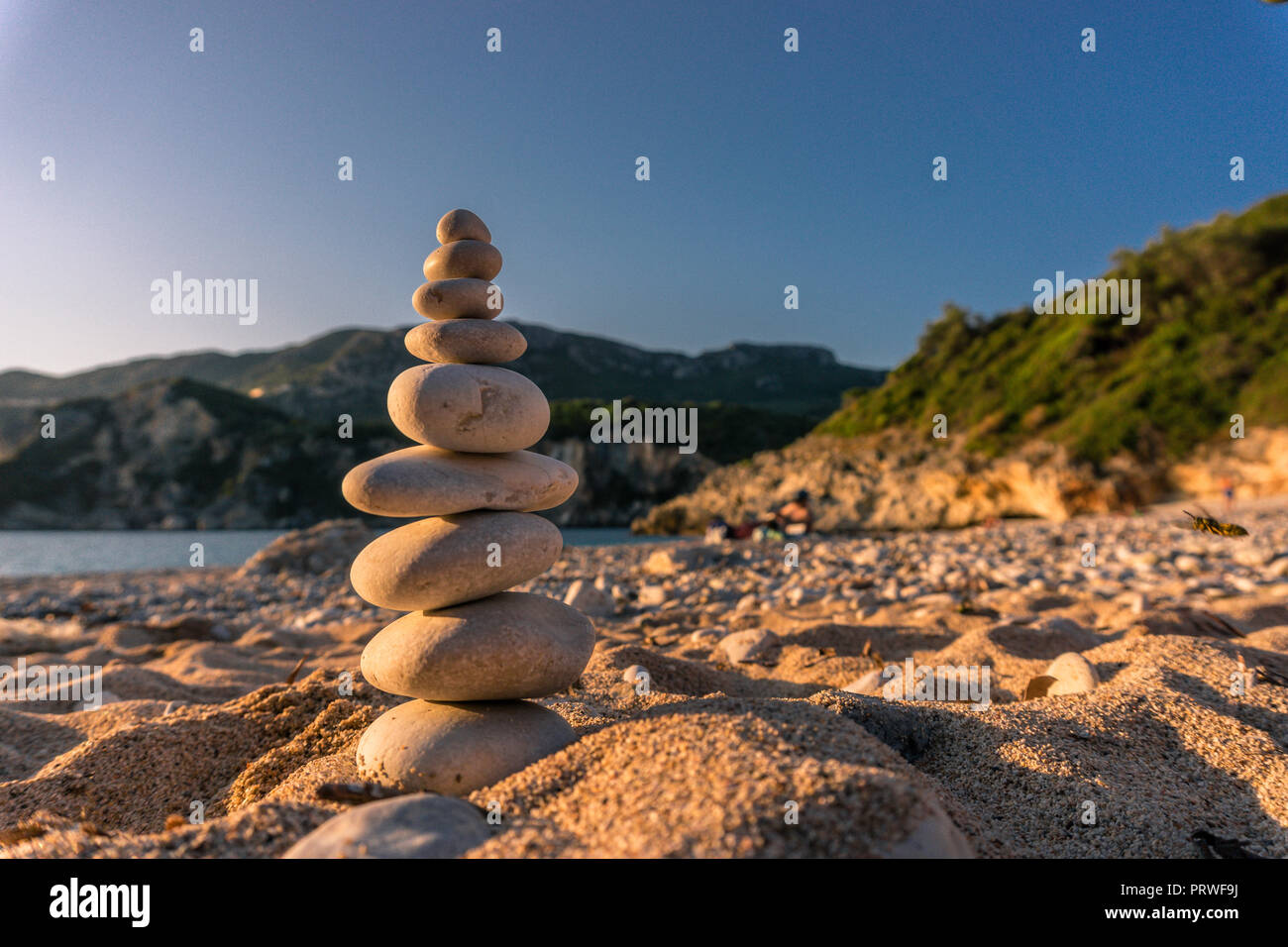 stone pyramid at a beach Stock Photo - Alamy