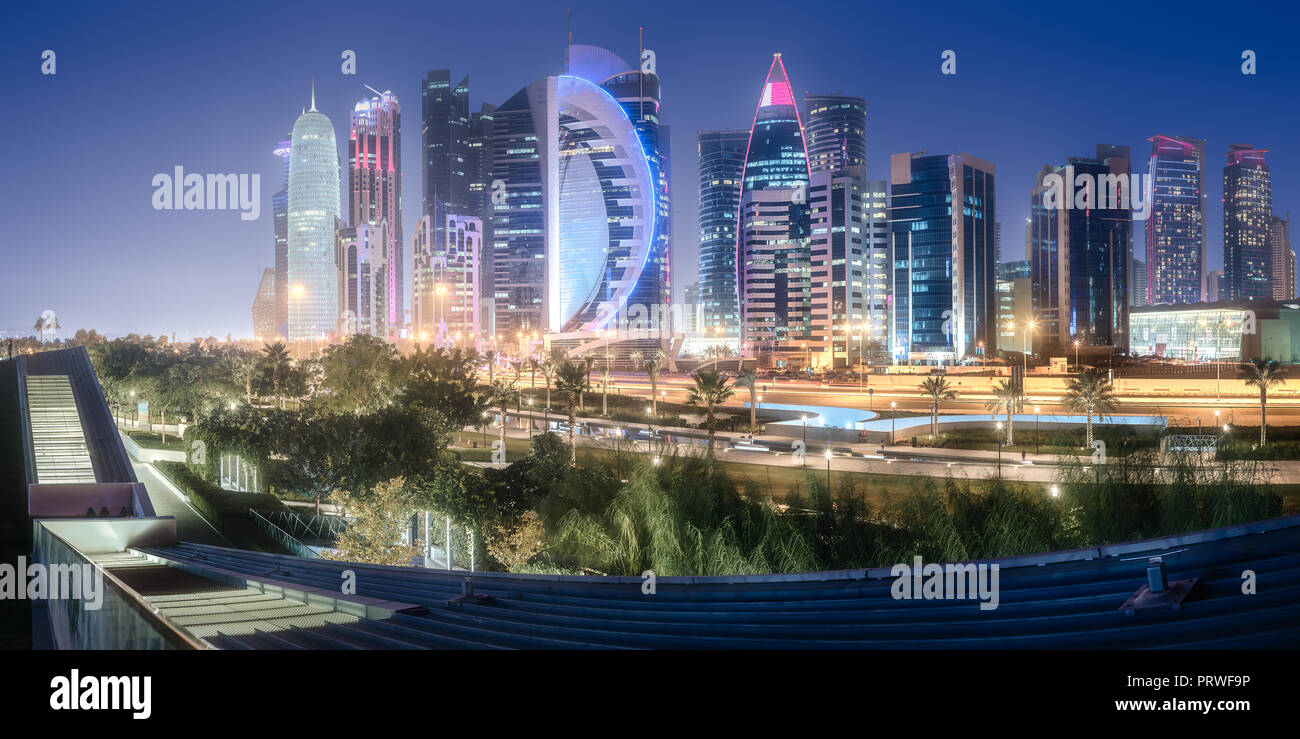 The skyline of West Bay and Doha City, Qatar Stock Photo - Alamy