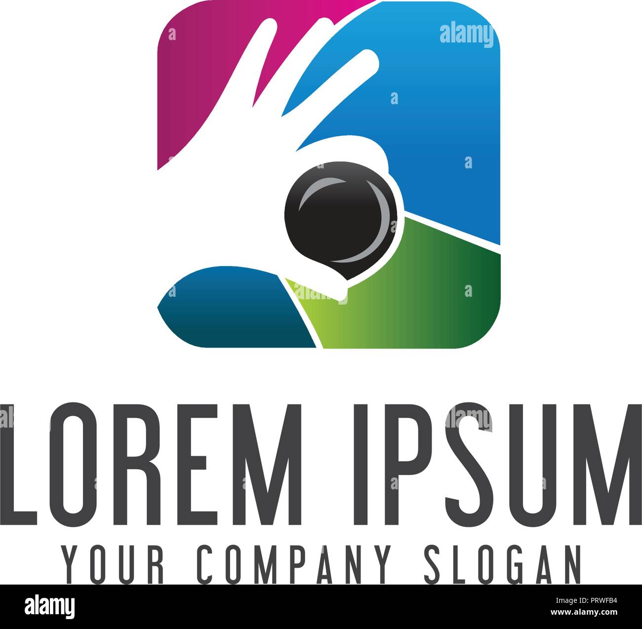 photography hand lens logo. Media logo design concept template Stock ...