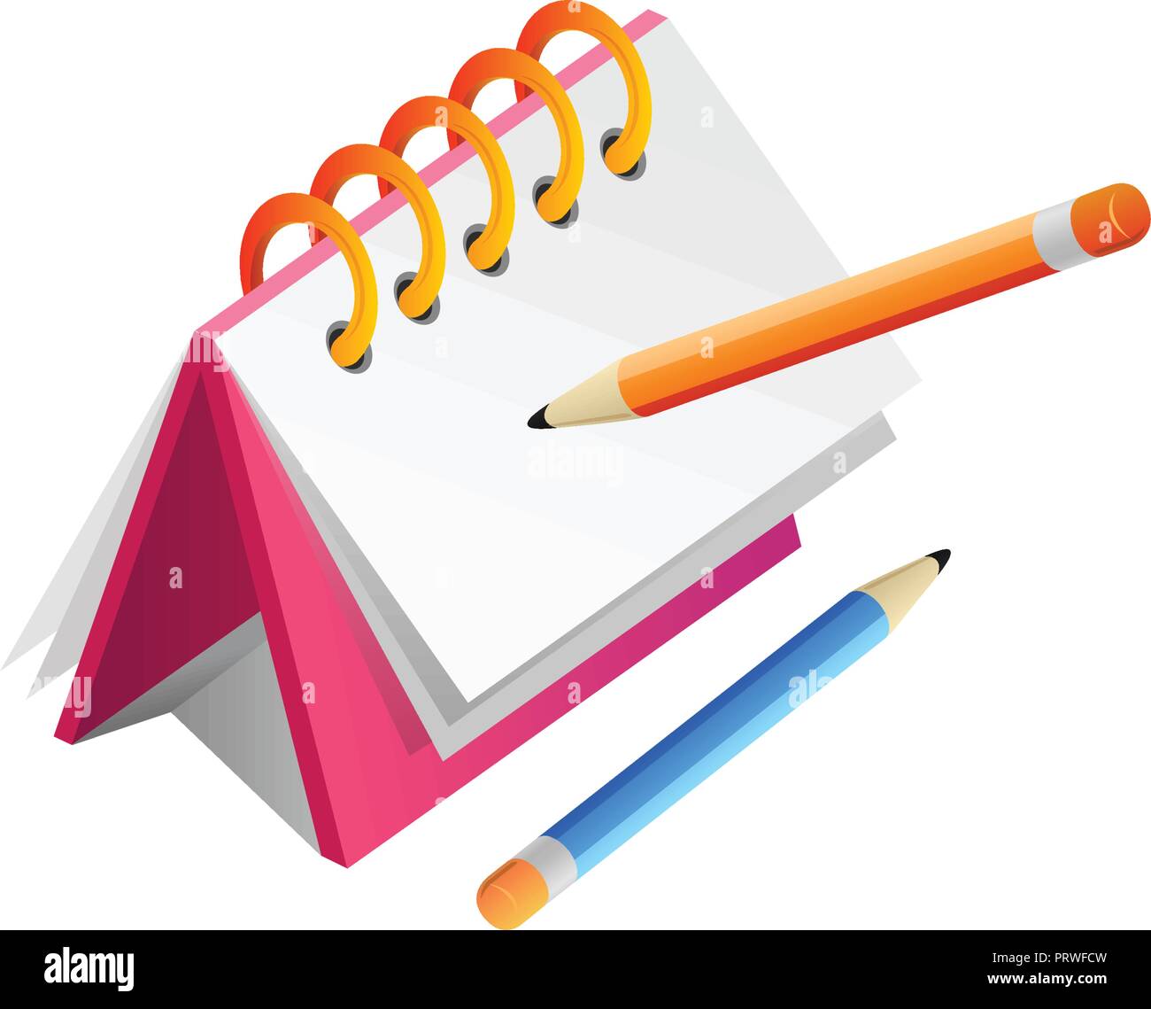 note and pencil Realistic Vector Illustration design Stock Vector Image ...