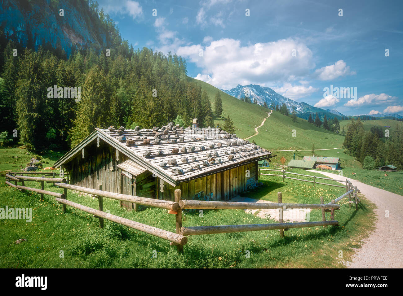 Farm house in Bavarian Alps, Berchtesgaden Stock Photo - Alamy