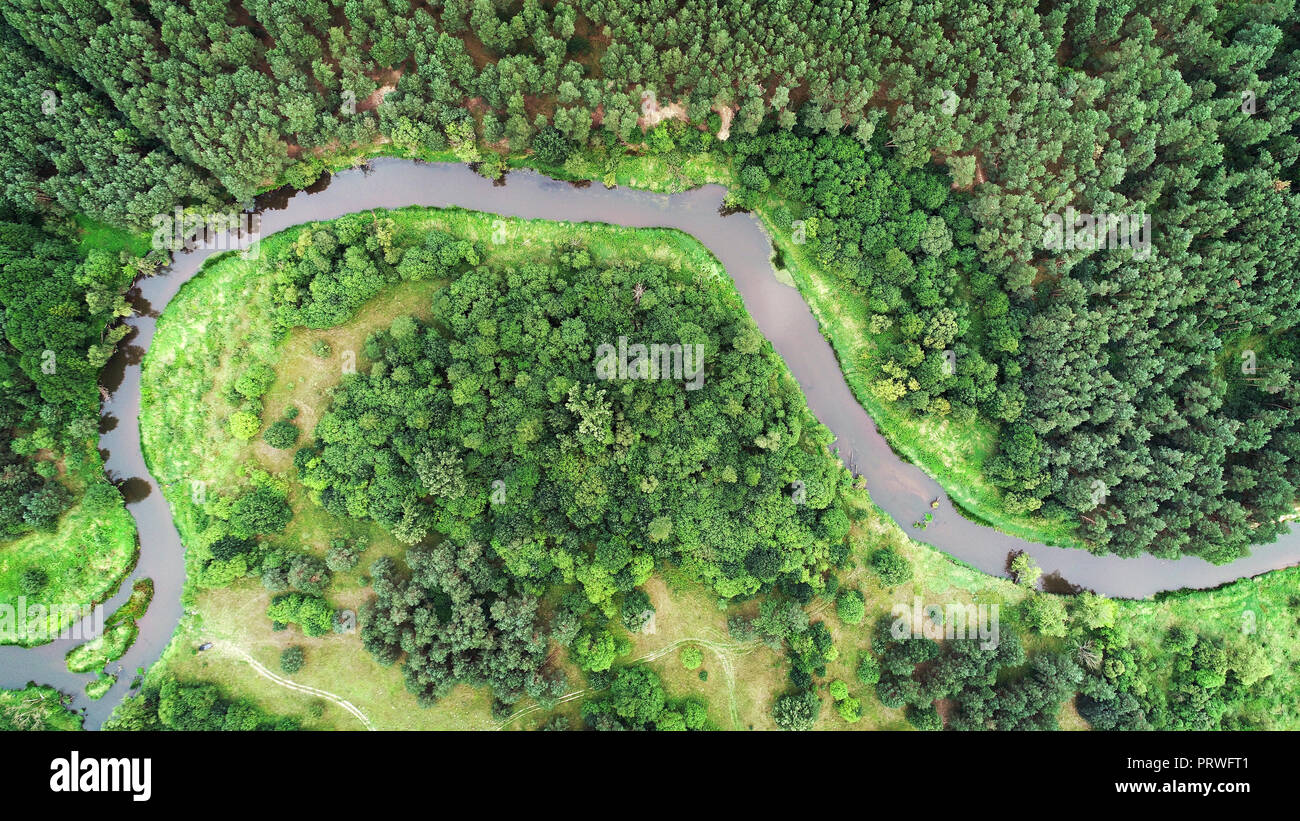 Aerial landscape from the drone - natural river Stock Photo - Alamy