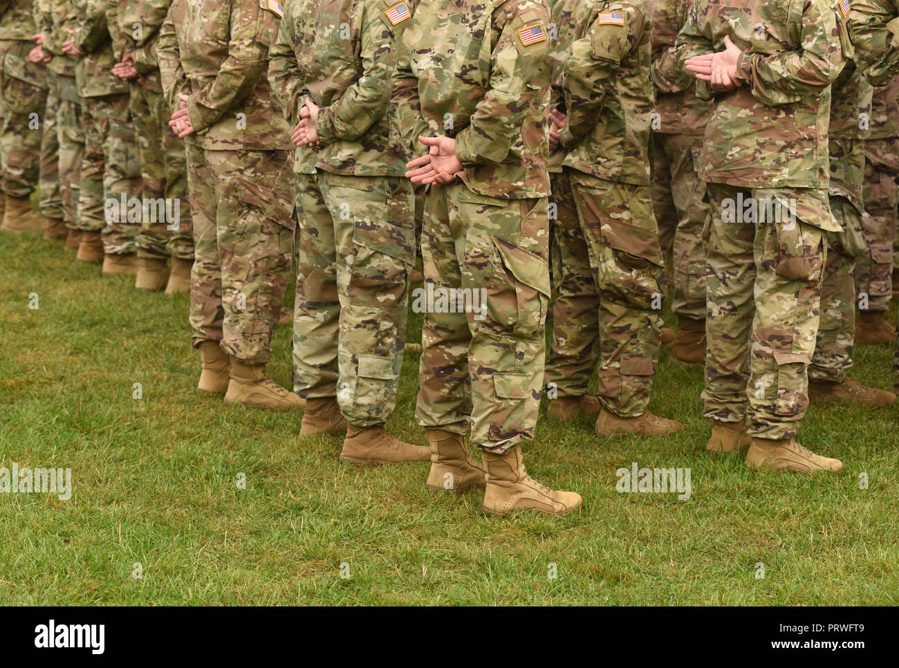 US soldiers legs in green camouflage military uniform. US troops Stock ...
