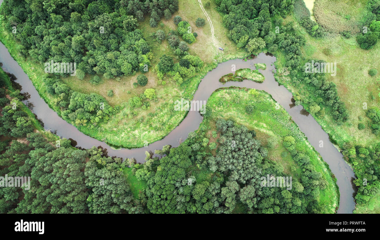 Aerial landscape from the drone - natural river Stock Photo - Alamy
