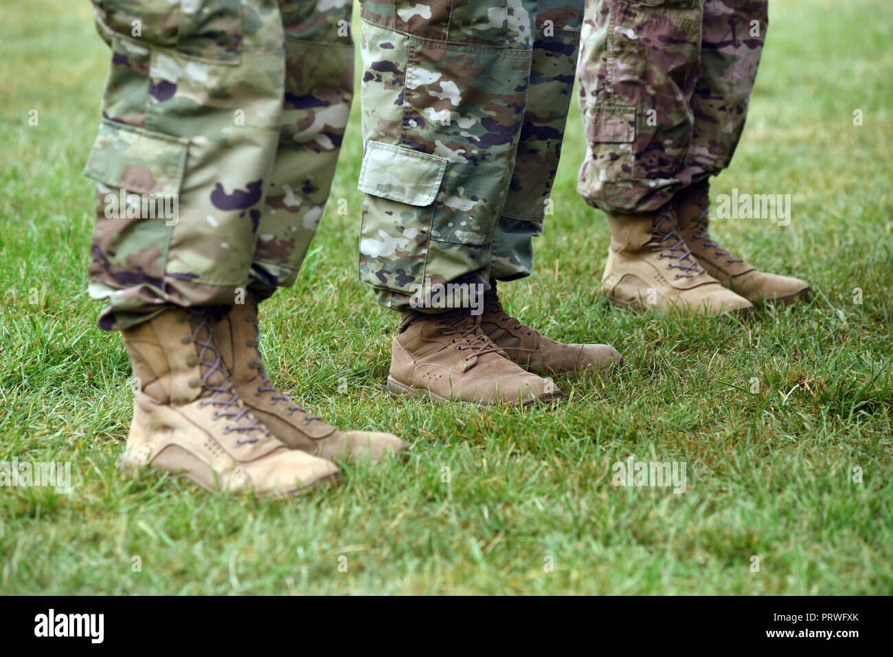 US soldiers legs in green camouflage military uniform. US troops Stock ...