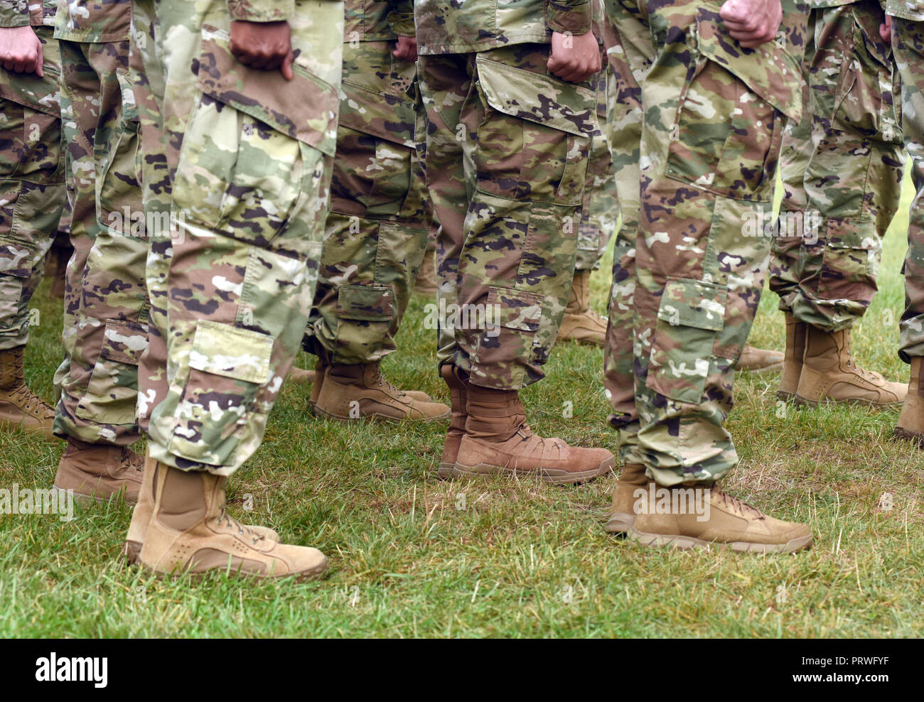 US soldiers legs in green camouflage military uniform. US troops Stock ...