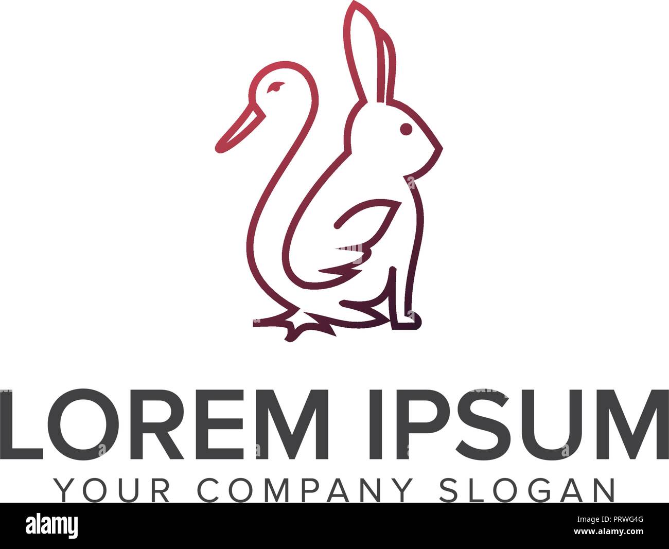 line duck rabbit logo. farm logo concept. logo design concept template ...