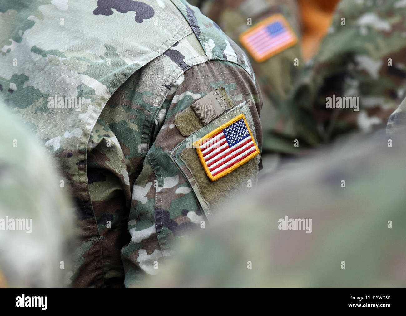 USA patch flag on soldiers arm. US troops Stock Photo - Alamy