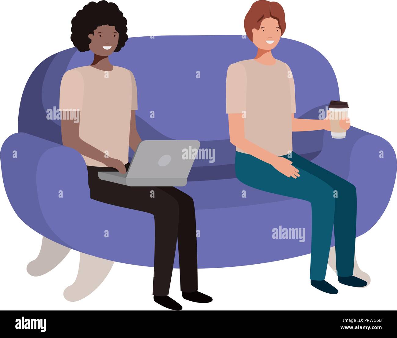 young men sitting on sofa avatar character Stock Vector Image & Art - Alamy