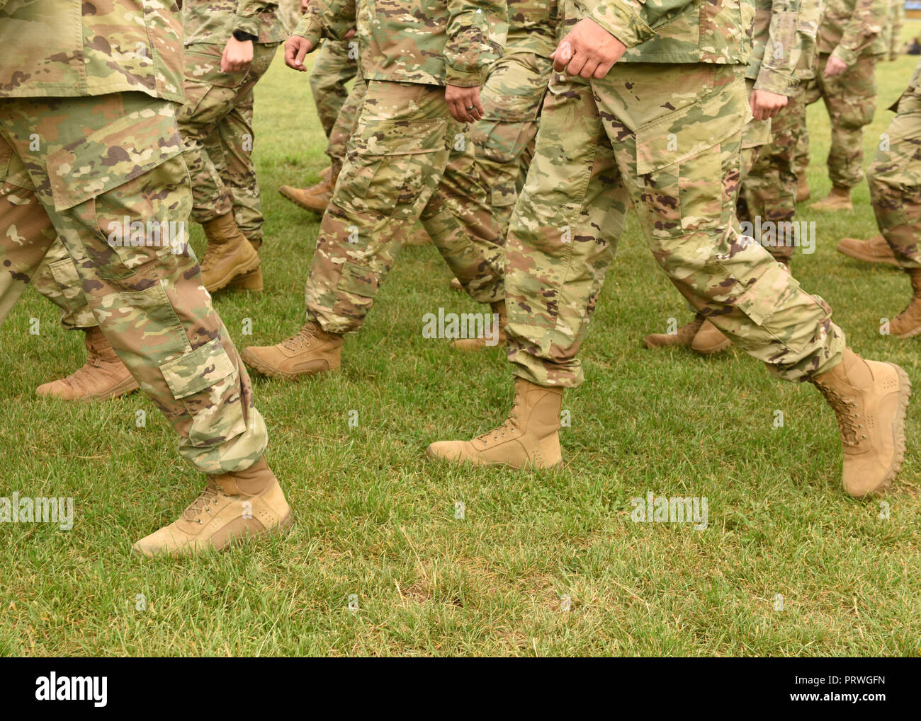 US troops. Soldiers marching on green grass. US Army Stock Photo - Alamy