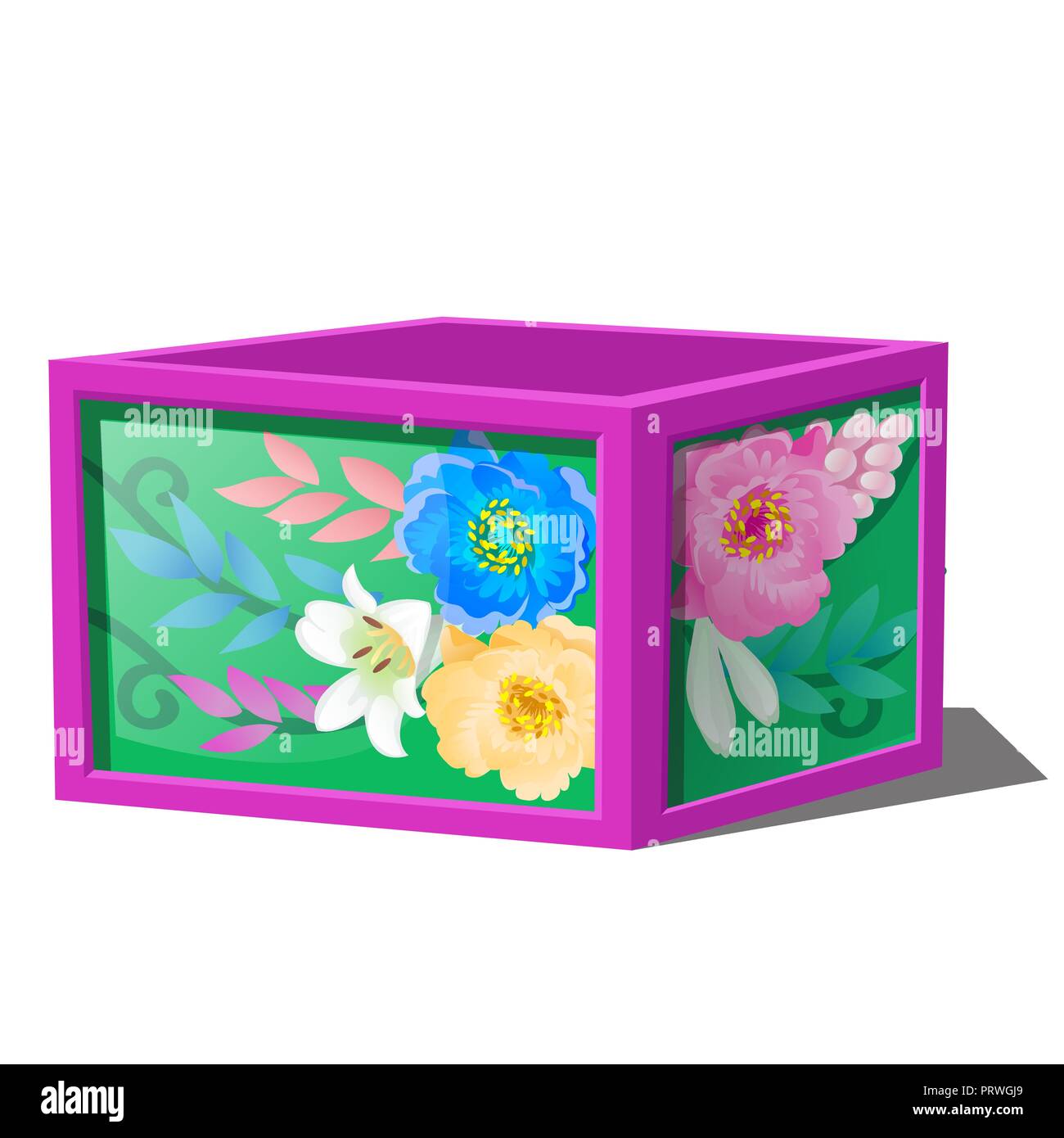 Pink gift box flowers Stock Vector Images - Alamy