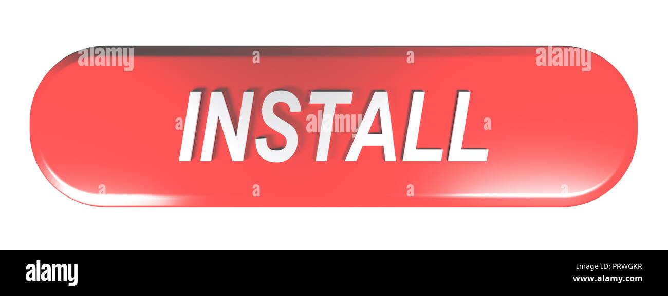 Red rounded rectangle push button INSTALL - 3D rendering Stock Photo ...
