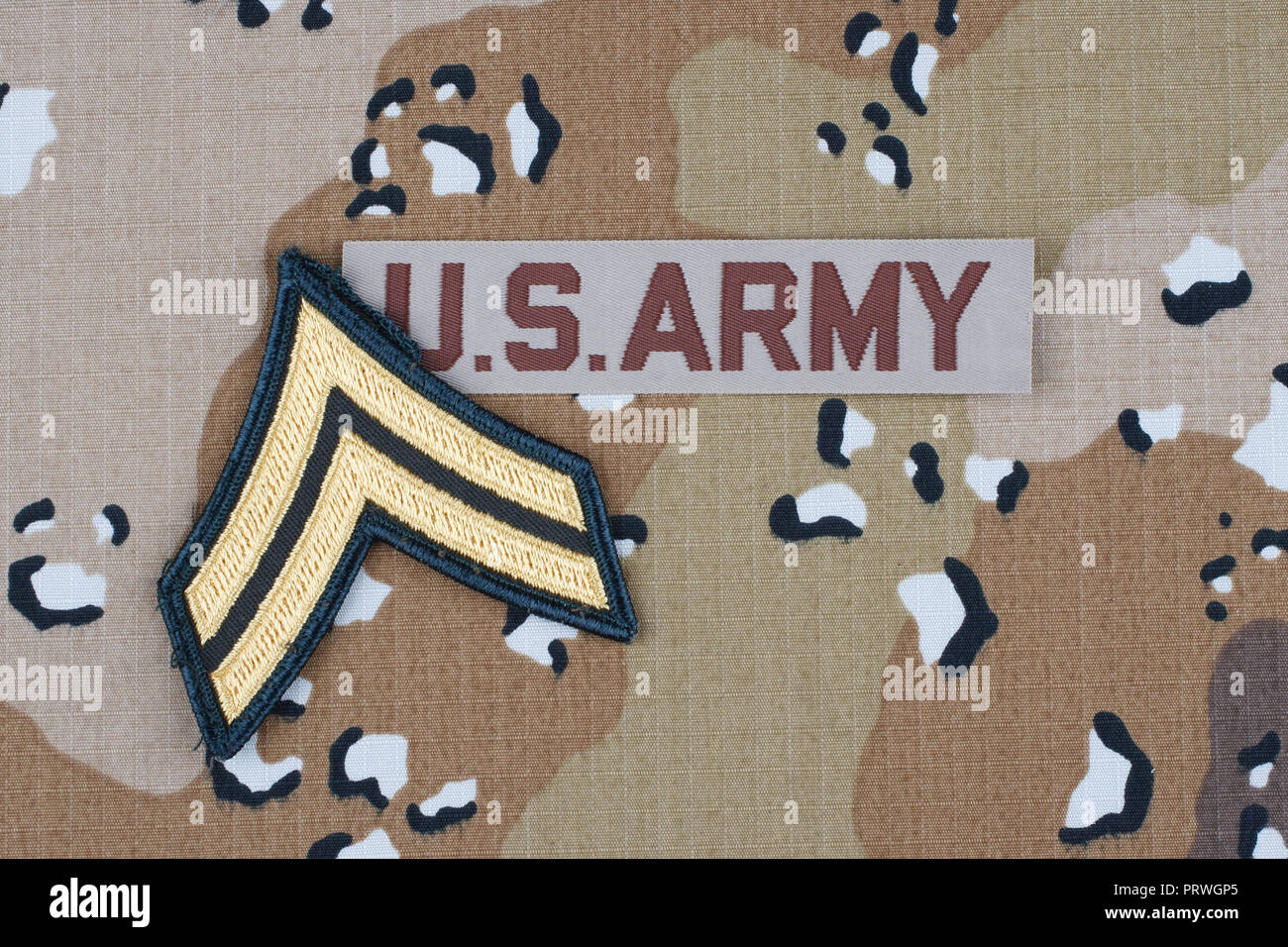 US ARMY desert uniform with rank patch Stock Photo - Alamy