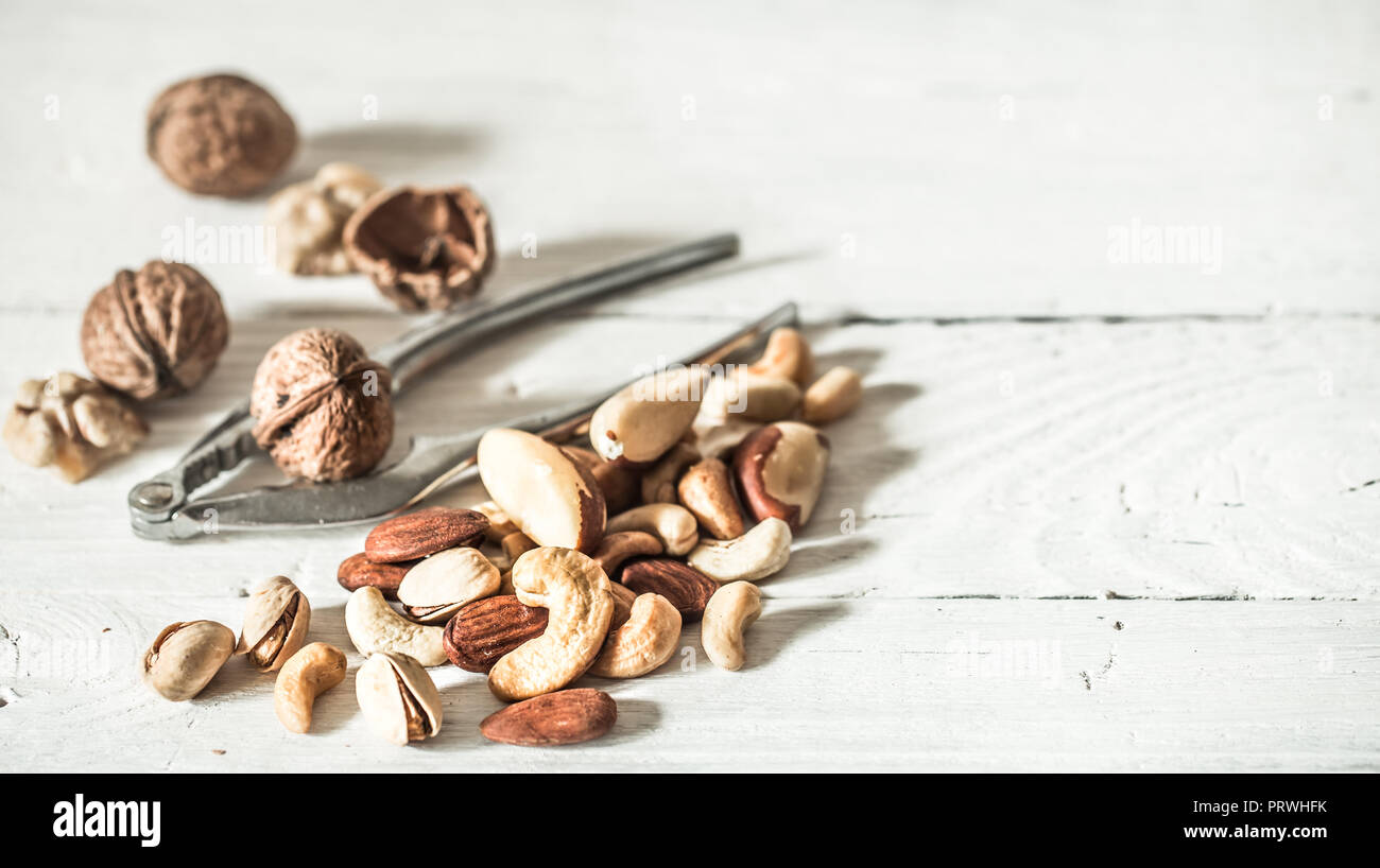 different nuts with recodable closeup ,concept of healthy nutrition ...