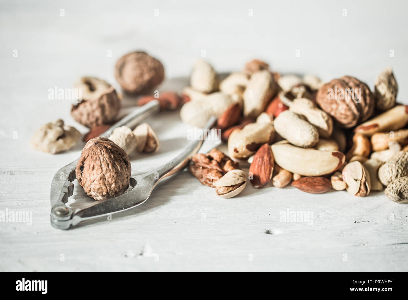 different nuts with recodable closeup ,concept of healthy nutrition ...