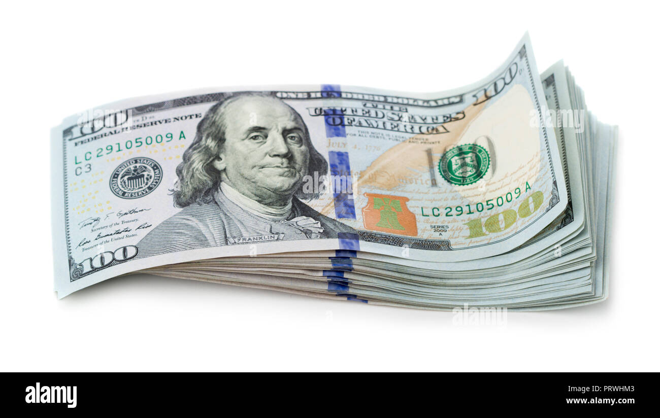stack of dollars isolated on white background Stock Photo - Alamy