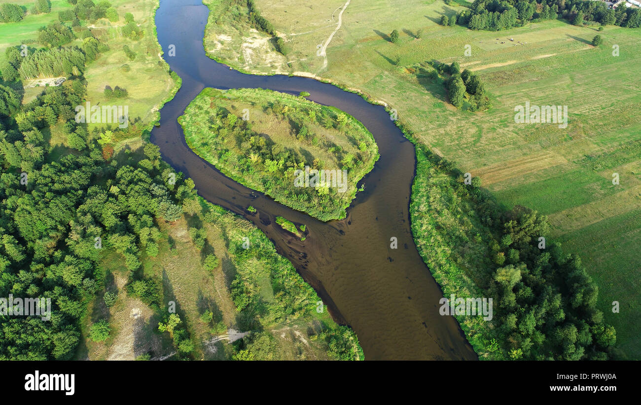 Natural river from the drone Stock Photo - Alamy