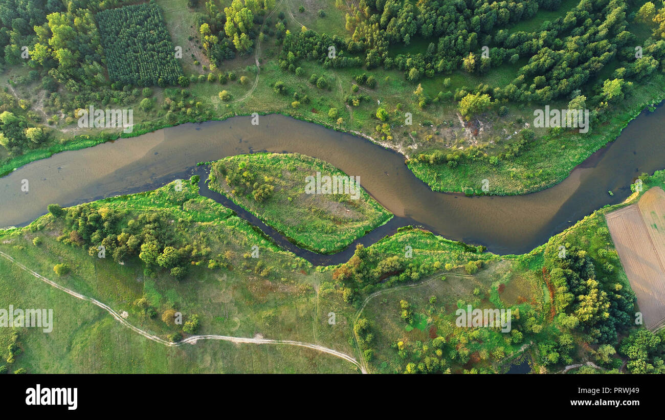Natural river from the drone Stock Photo - Alamy