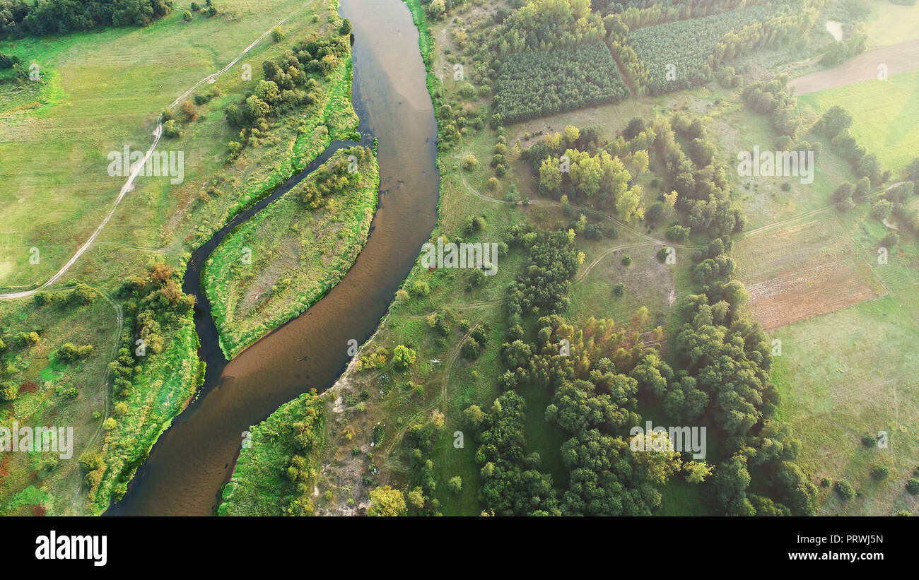 Natural river from the drone Stock Photo - Alamy