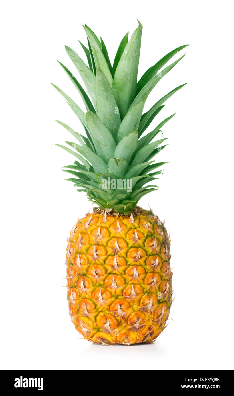 ripe yellow pineapple isolated on white background Stock Photo - Alamy