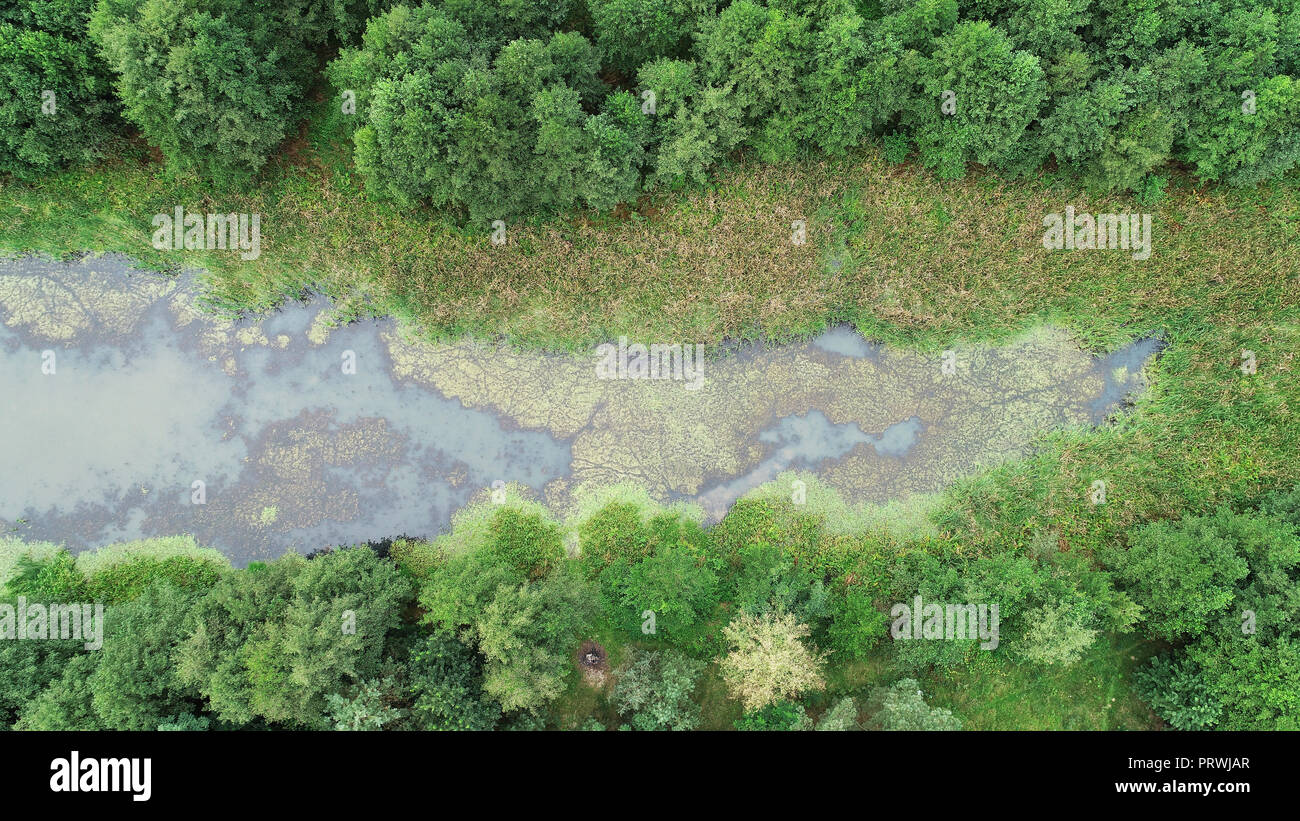 Small pond from the drone Stock Photo - Alamy