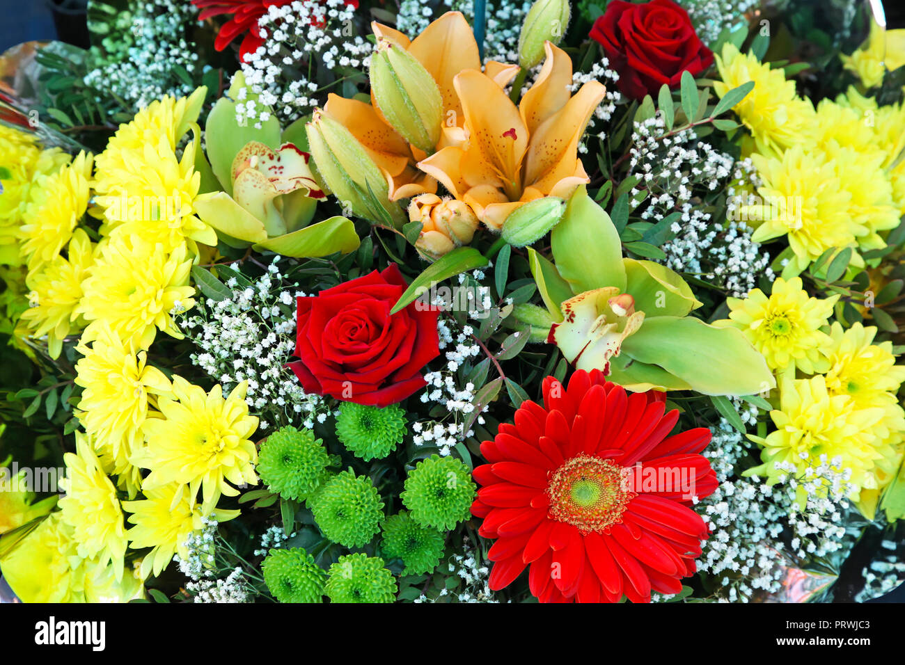 Colorful and exotic mix flowers in bouquet Stock Photo - Alamy