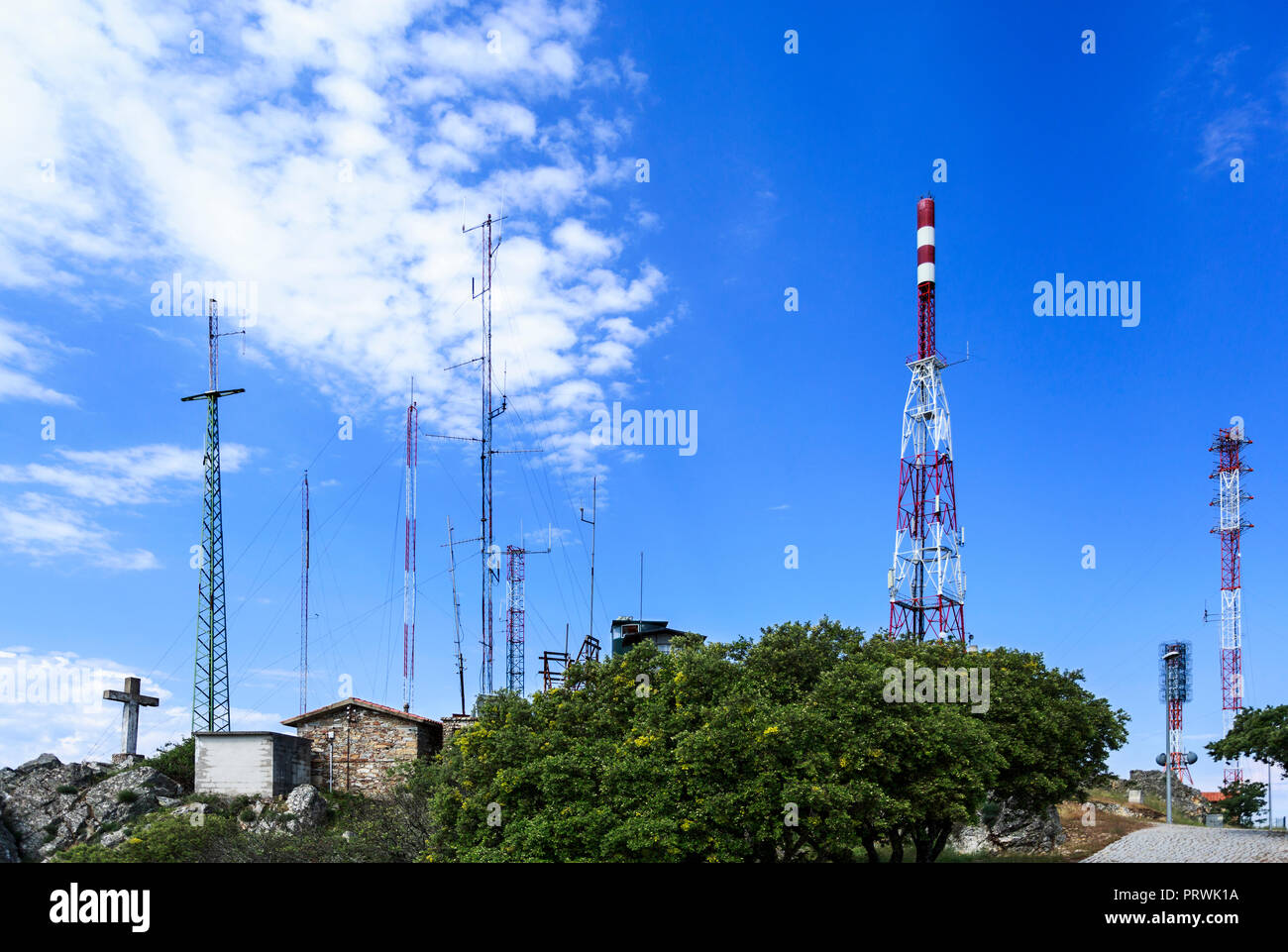 Set of telecommunications relay antennas installed at an altitude of ...