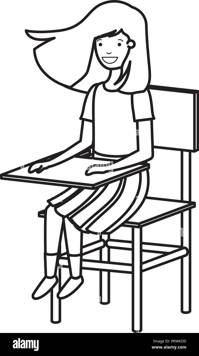 Girl Sitting On A Chair Drawing