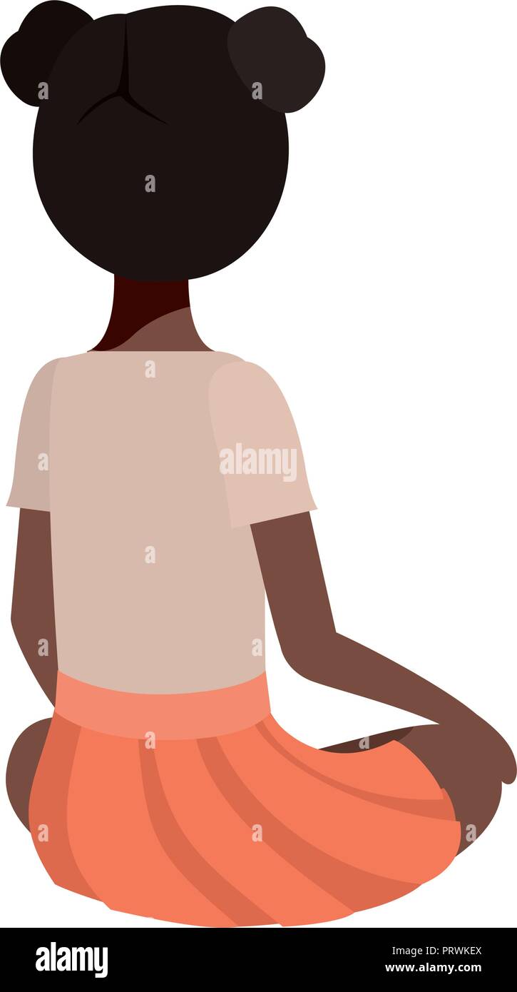 teenager black girl sitting on his back character Stock Vector Image ...