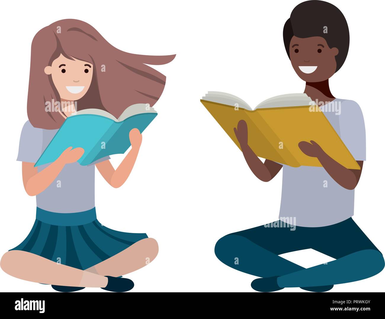 African teen reading book floor Stock Vector Images - Alamy