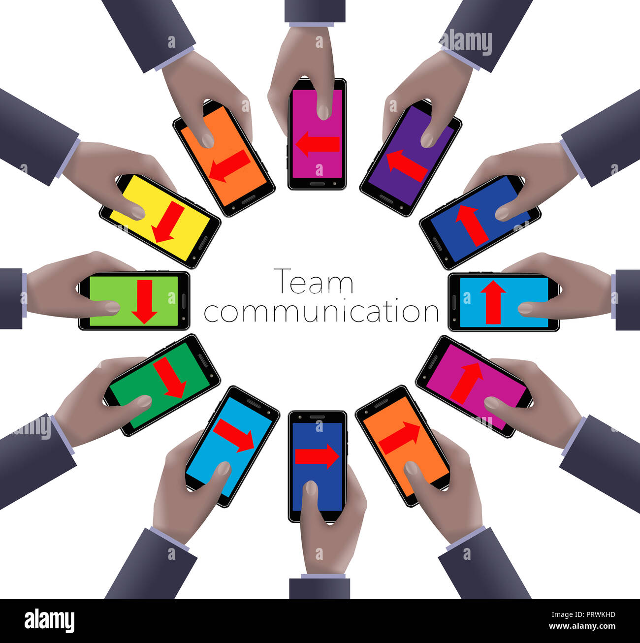 Business communication, cell communication, teamwork, team building ...