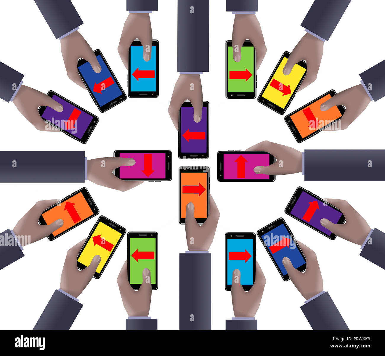 Business communication, cell communication, teamwork, team building ...