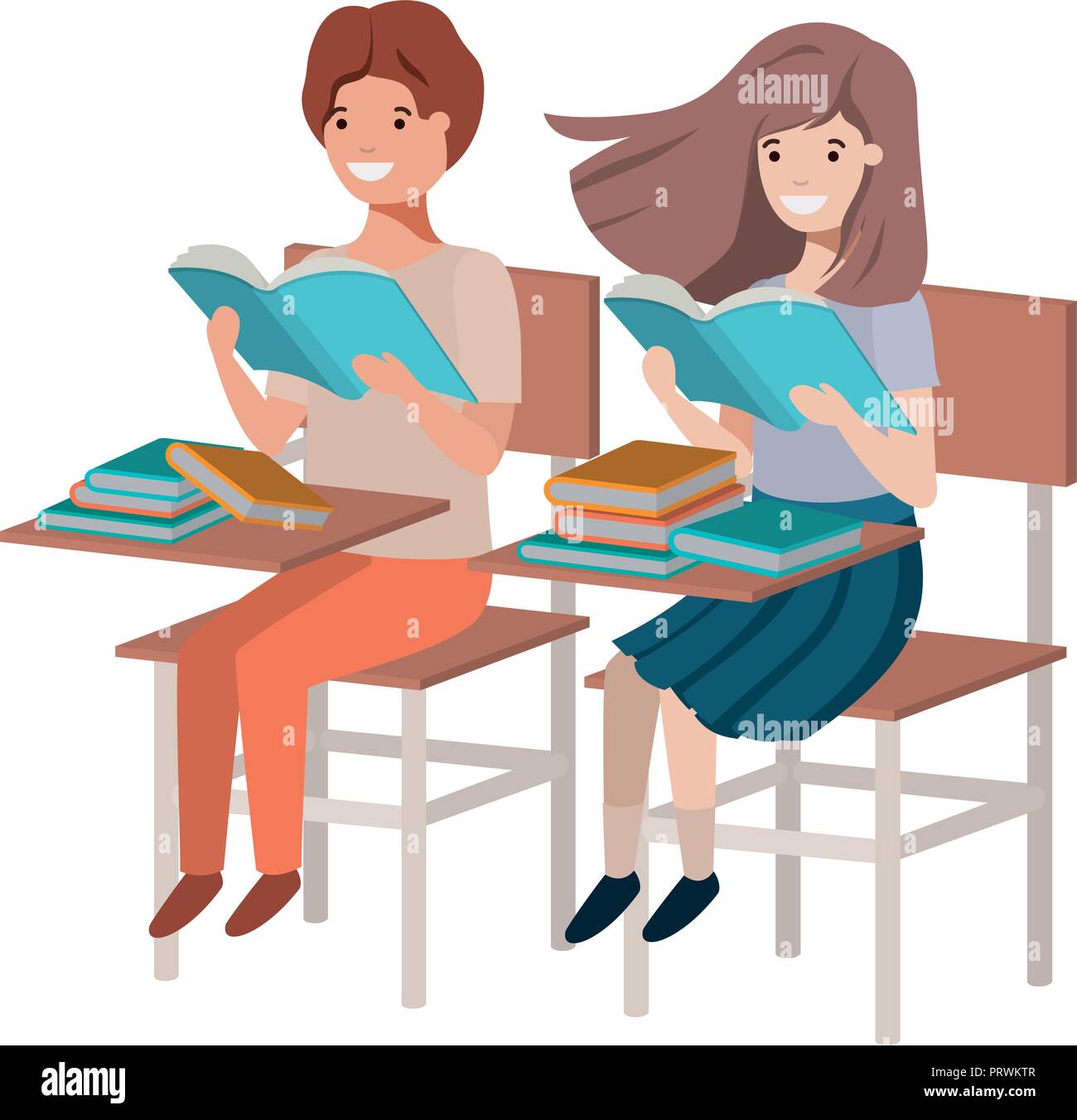 young students reading in school desk Stock Vector Image & Art - Alamy