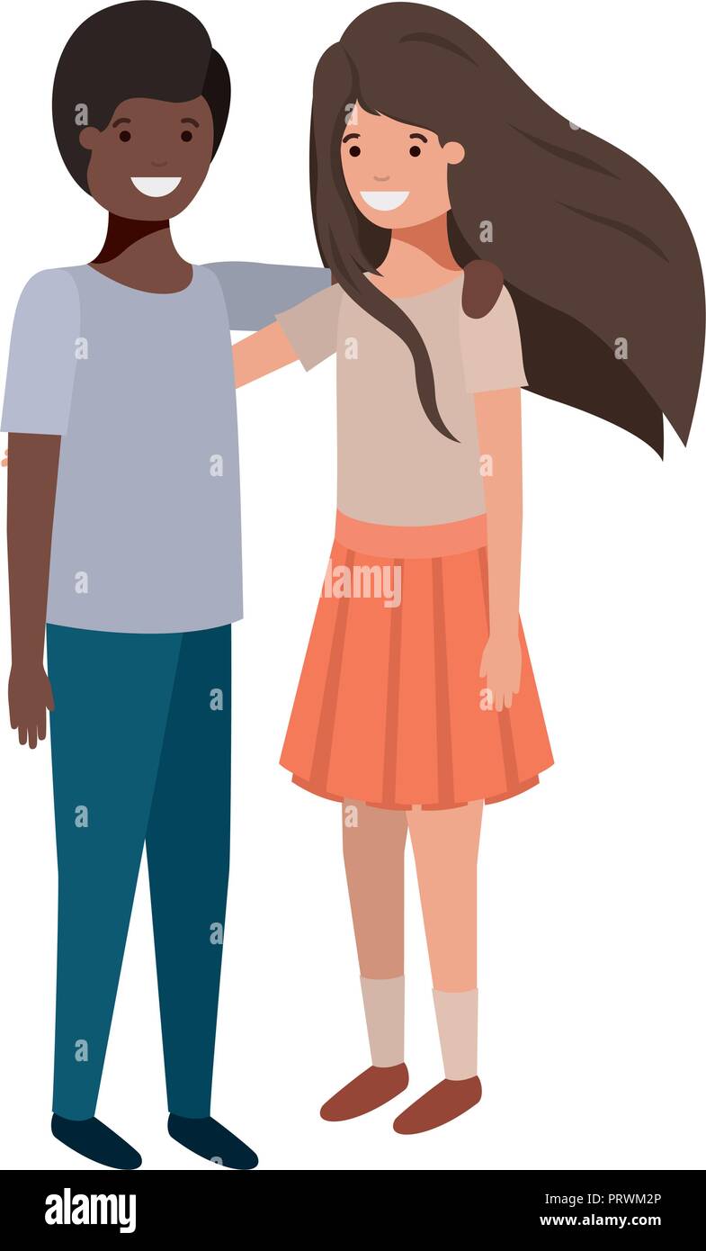 friendly teenagers ethnicity couple characters Stock Vector Image & Art ...