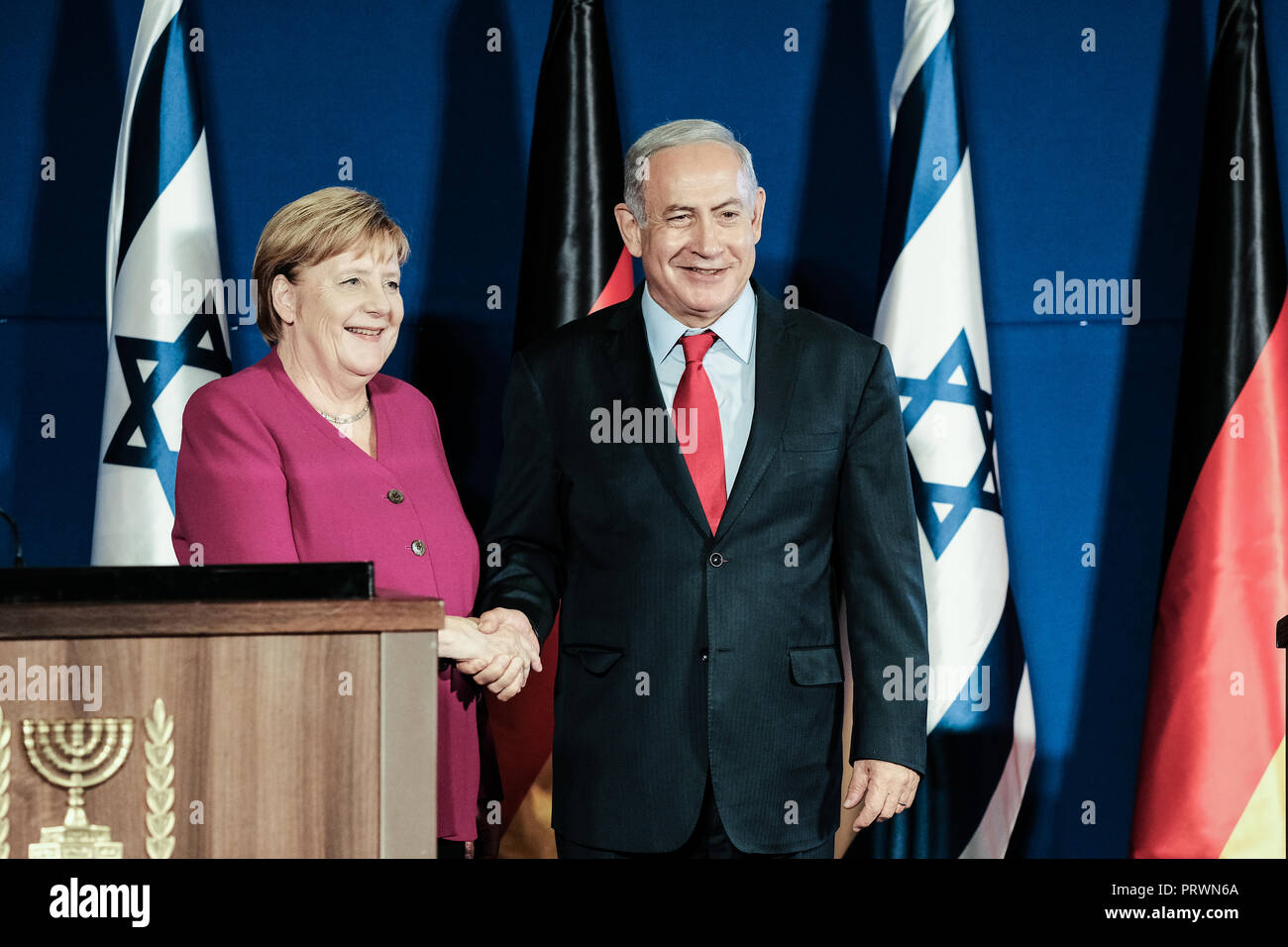 Jerusalem, Israel. 4th October, 2018. Chancellor ANGELA MERKEL of the ...