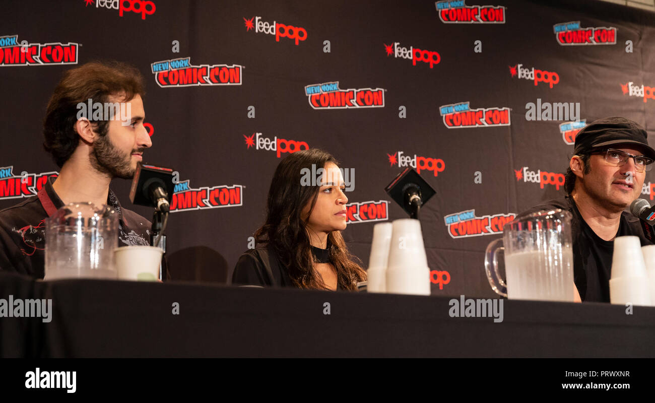 New York, NY - October 4, 2018: Racer Rodriguez, Michelle Rodriguez ...