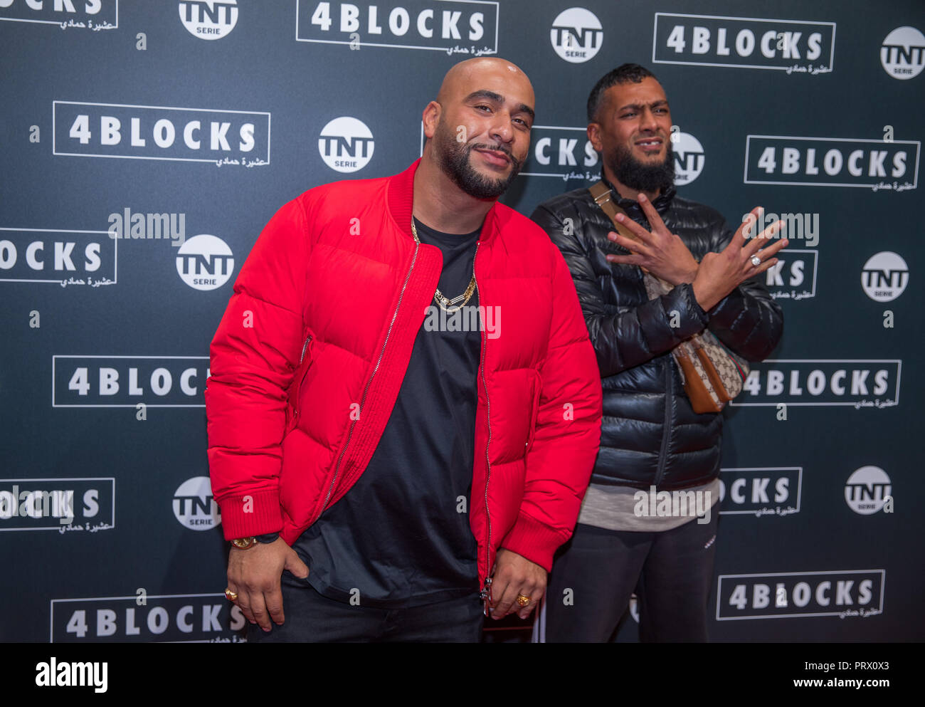 04 October 2018, Berlin: Rapper and actor Veysel Gelin (l) and rapper ...