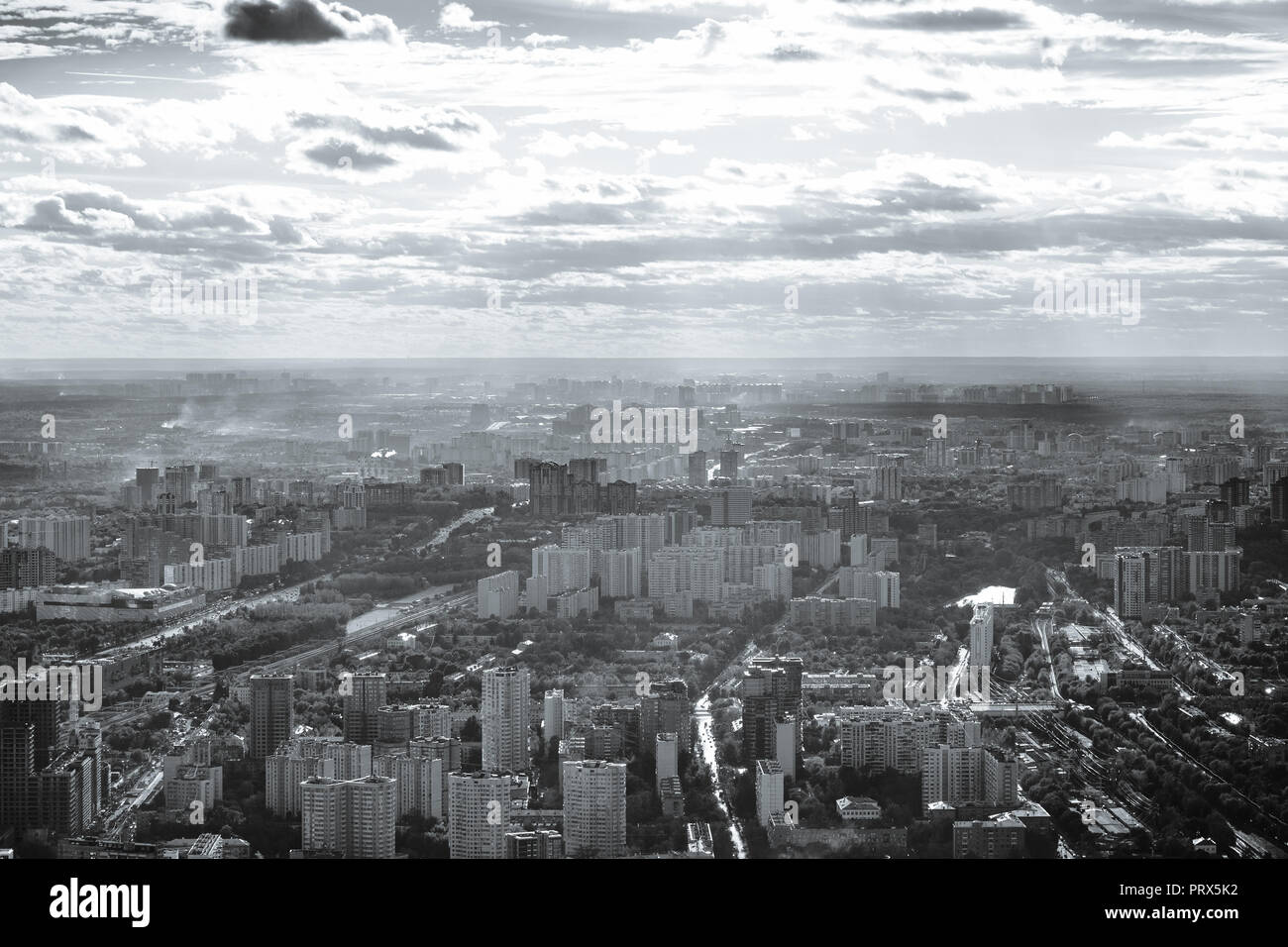 above view of west of Moscow city from observation deck at the top of ...
